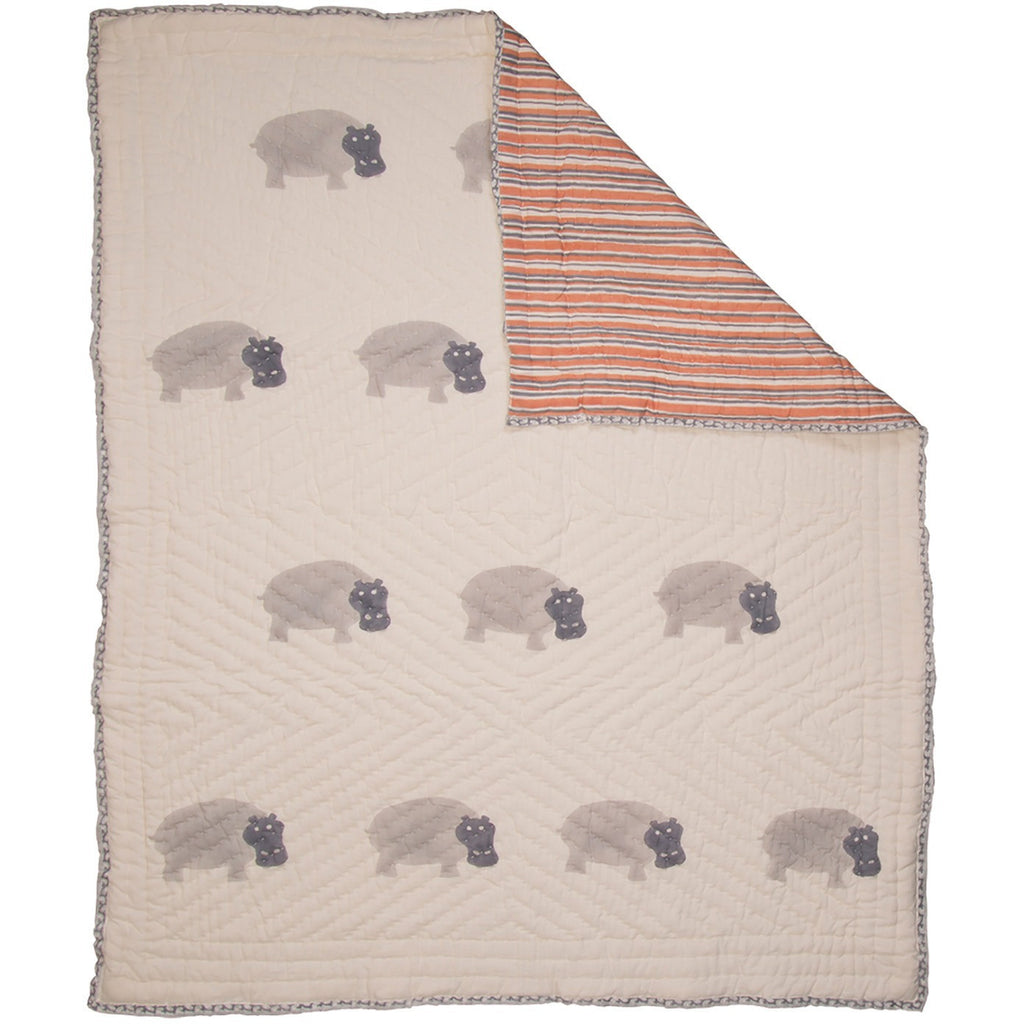 Gray Hippo Quilt - Organic Unisex Reversible Baby Quilt – Naaya by ...